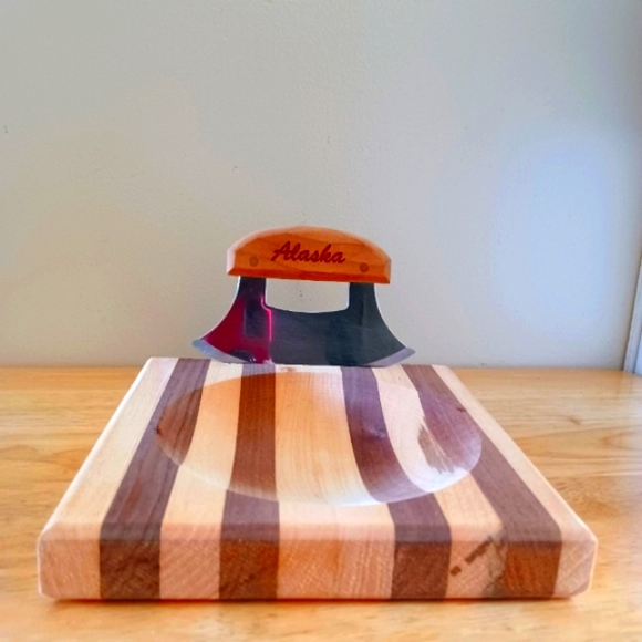 Kitchen | New Alaska Ulu Walnut Cherry Wood Cutting Bowl Board With ...